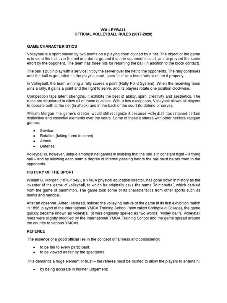 Official Volleyball Rules (2017-2020) | PDF | Volleyball | Sports