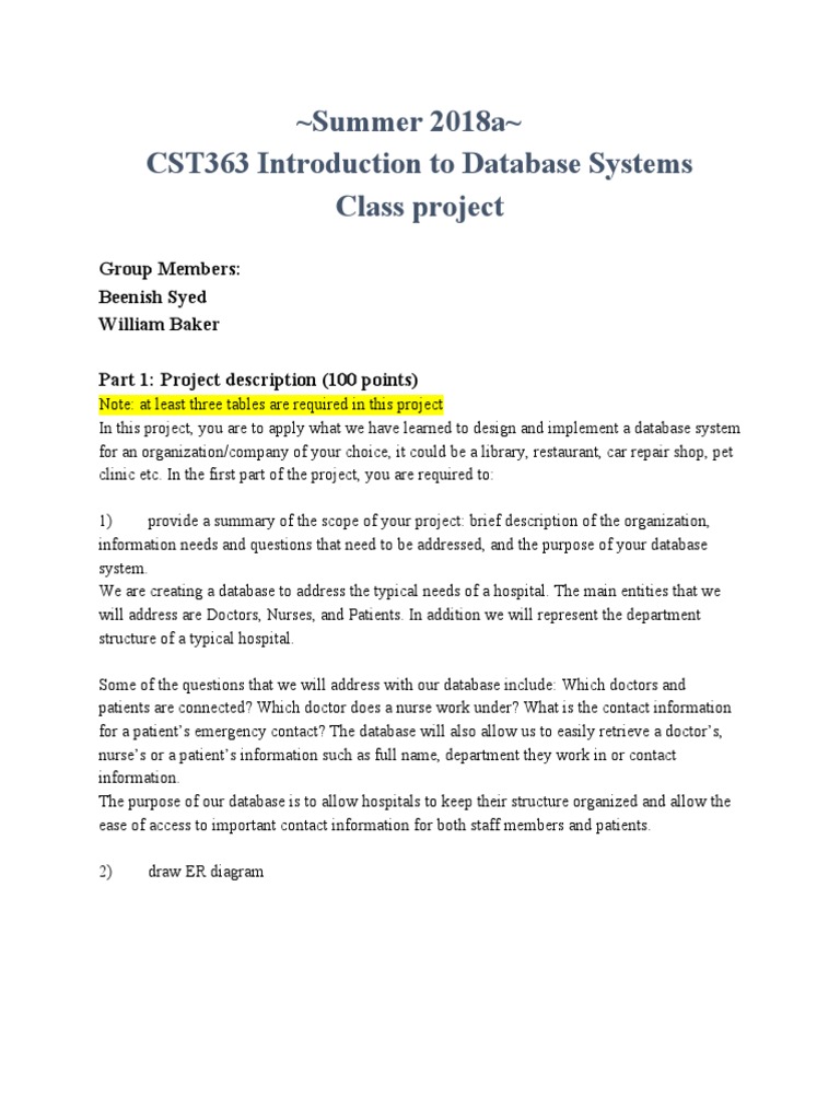 CST 363 - Final Project Part 1 | PDF | Information Retrieval | Databases