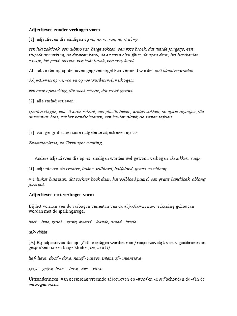 Adjectieven Buiging | PDF