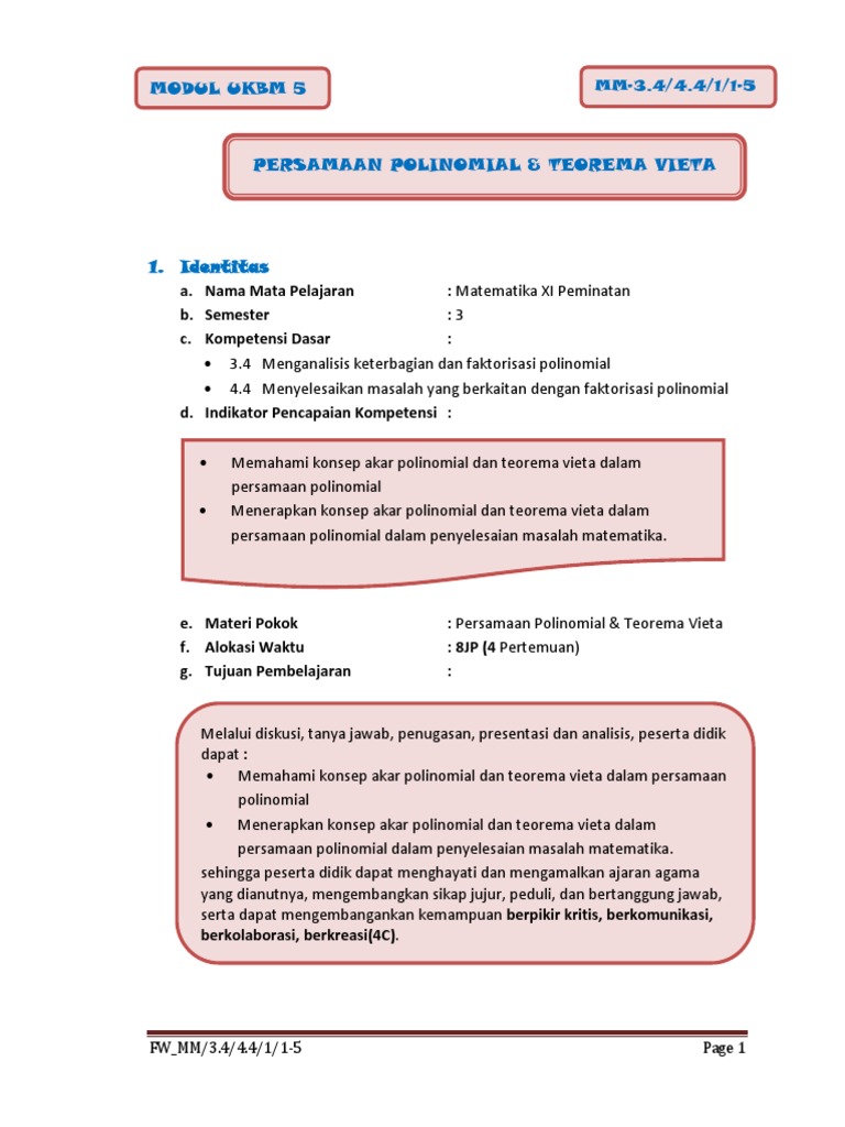 AKAR POLINOMIAL DAN TEOREMA VIETA | PDF