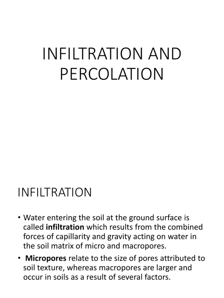 Infiltration and Percolation | PDF | Hydrogeology | Aquifer