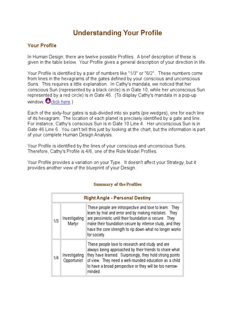 Understanding Human Design Profiles | PDF | Psychology | Psychological ...