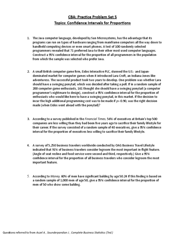 Confidence Interval Practice Problems | PDF | Confidence Interval ...