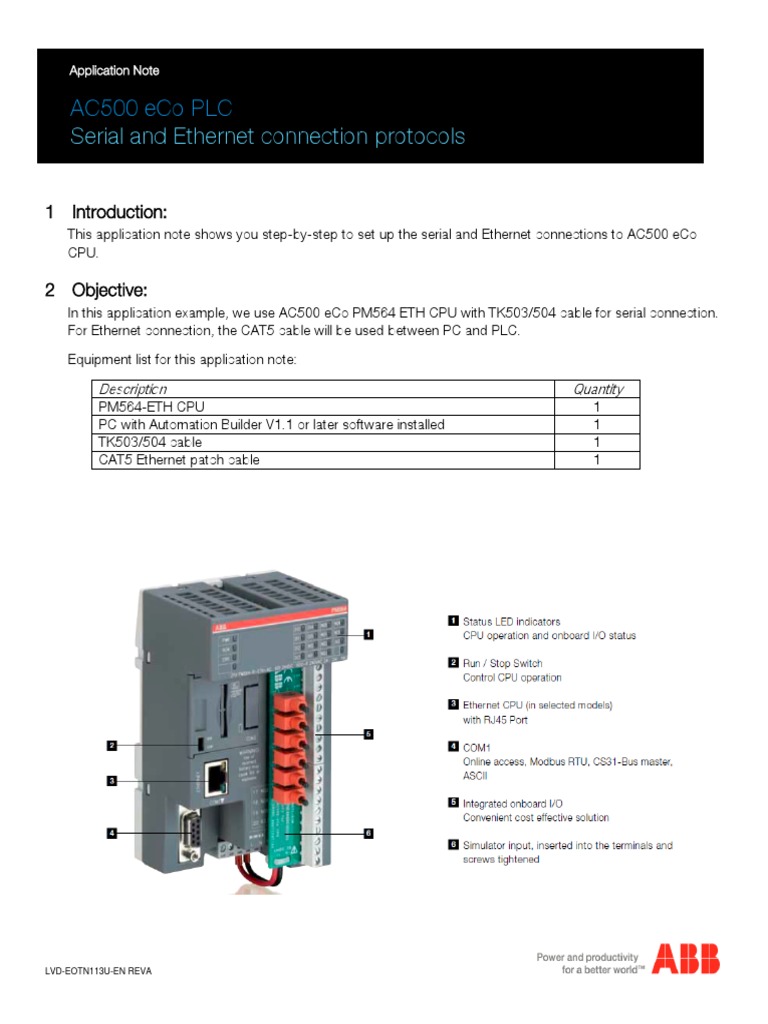 Serial and Ethernet Connection Protocols: Ac500 Eco PLC | PDF | Ip ...