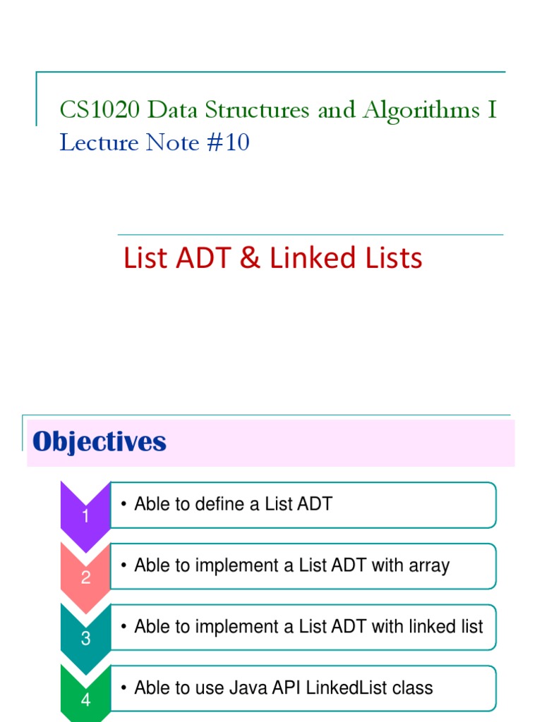 Lect10 Linked Lists Pdf Array Data Structure Pointer Computer Programming 