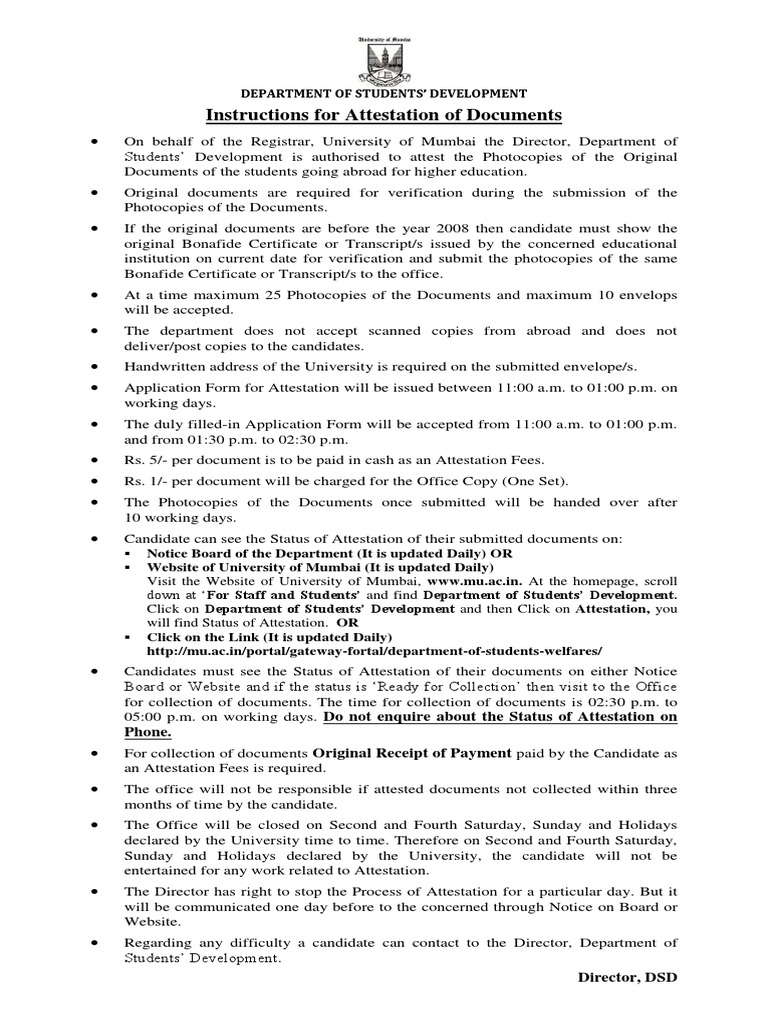 Procedure For Attestation | PDF | Business