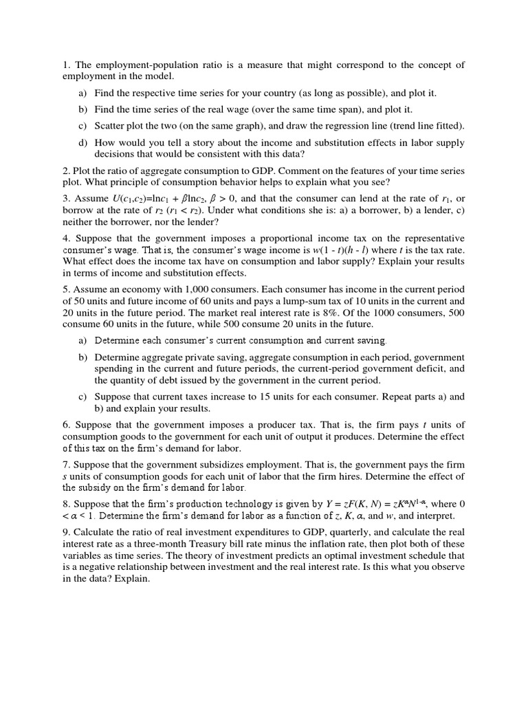 Advanced Macroeconomics Problems | PDF | Labour Economics | Taxes