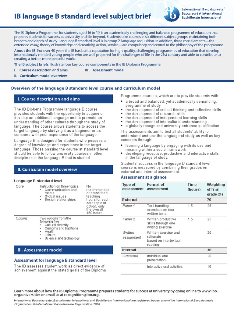 IB Español B SL Brief | Download Free PDF | Curriculum | Educational ...
