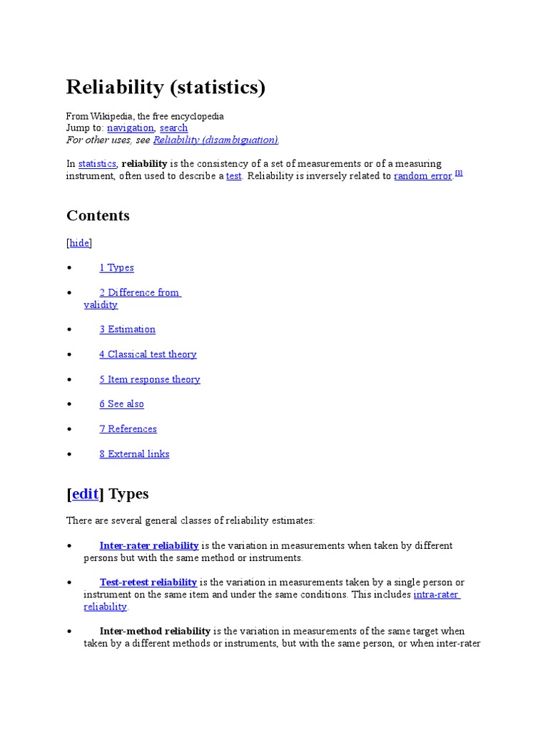 Reliability | PDF | Statistical Analysis | Teaching Mathematics