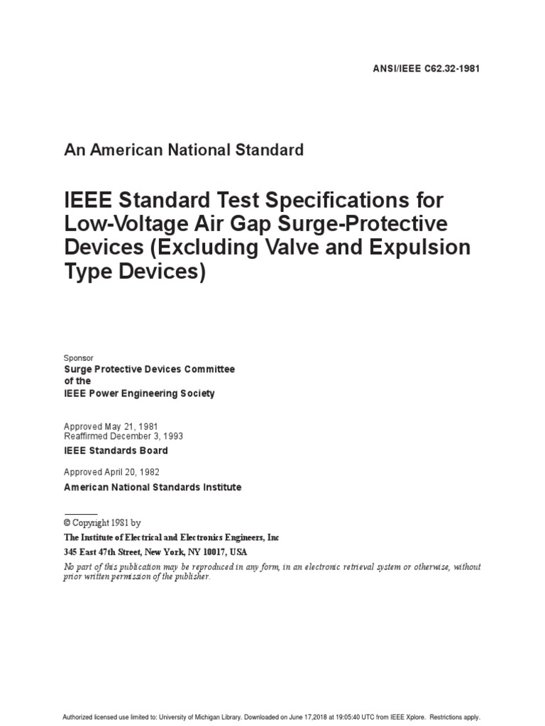 IEEE Standard Test Specifications For Low-Voltage Air Gap Surge ...