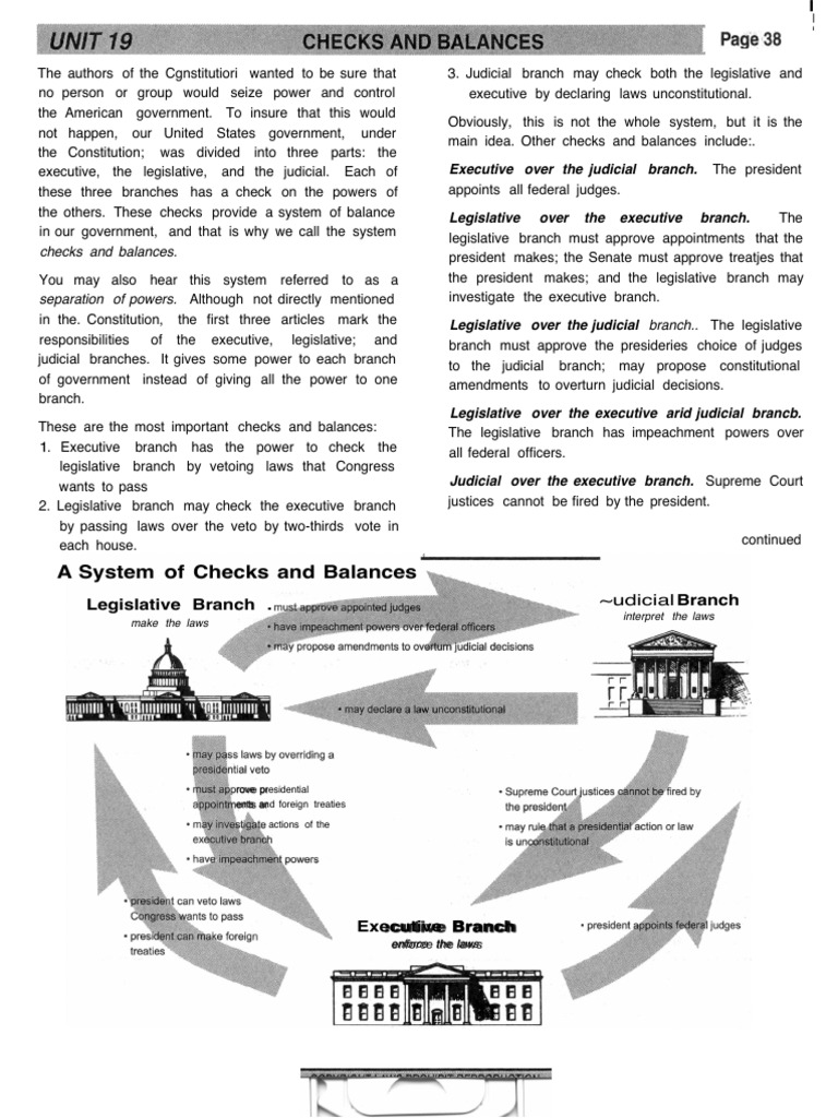 A System of Checks and Balances | PDF | Separation Of Powers Under The ...