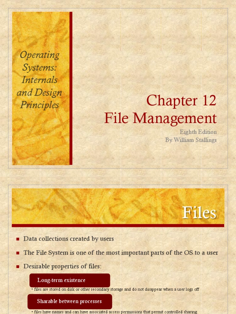 Operating Systems: Internals and Design Principles: File Management | PDF | File System ...