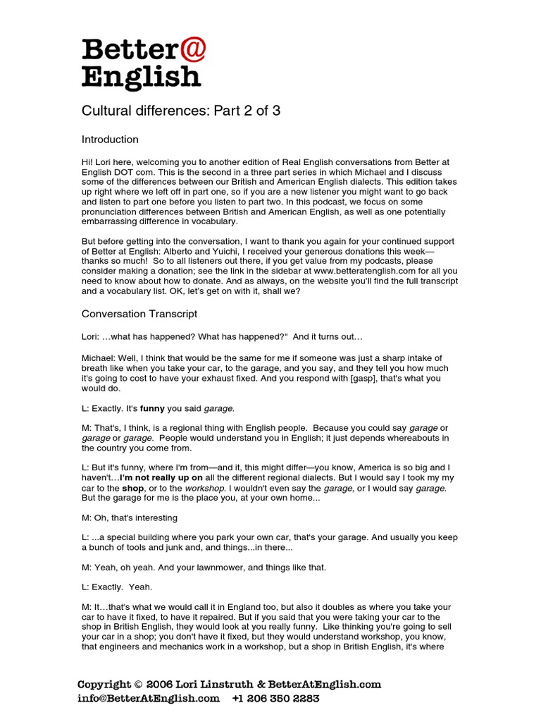 Cultural Differences: Part 2 of 3 | PDF