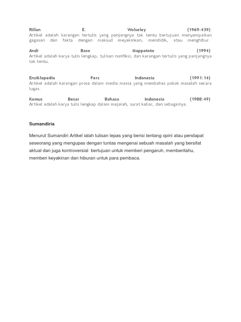 Pengertian ARTIKEL | PDF