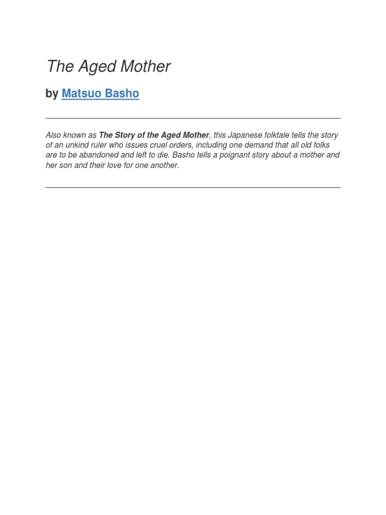 The Aged Mother: Matsuo Basho | PDF | Psychology | Psychological Concepts
