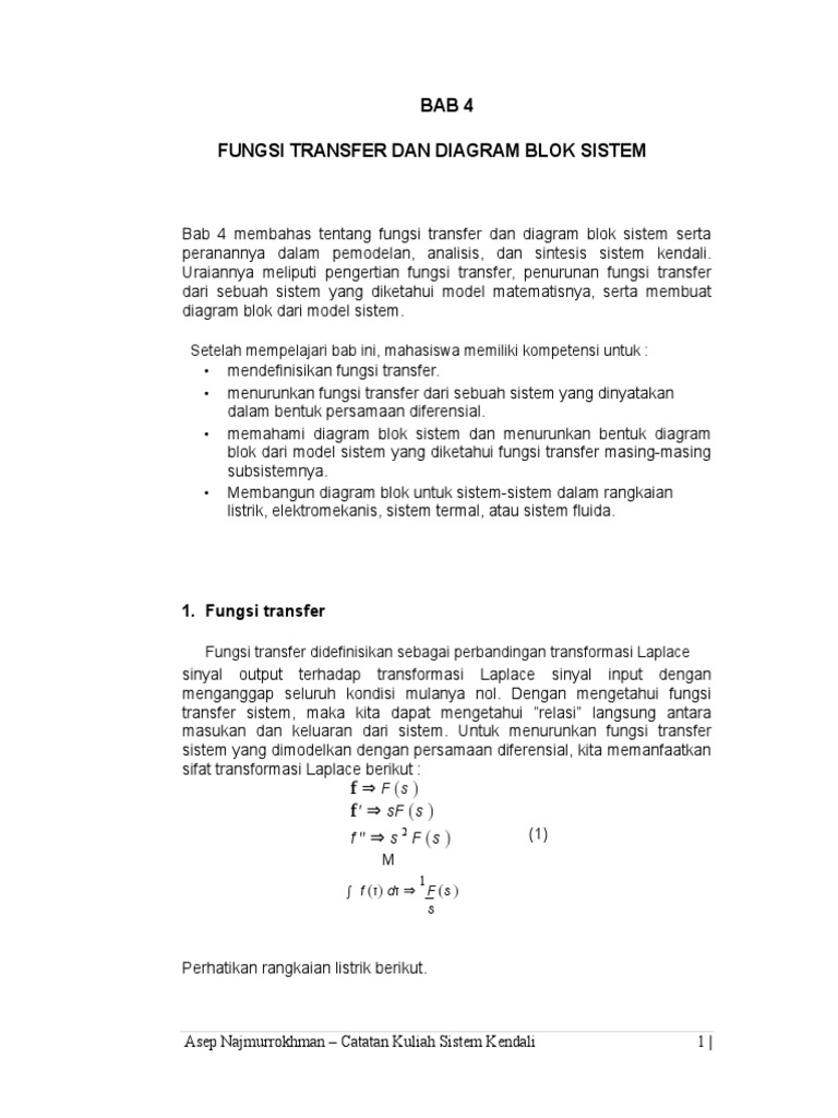 Fungsi Transfer dan Diagram Blok Sistem | PDF | Metode & Bahan Ajar ...