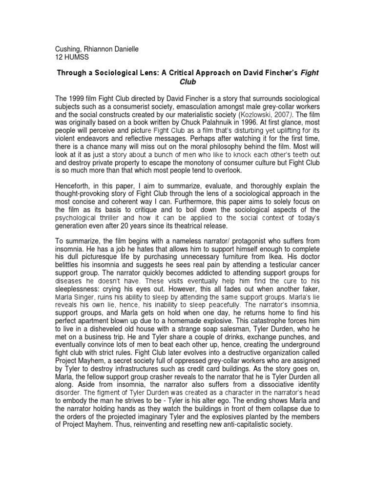 Fight Club Analysis | PDF