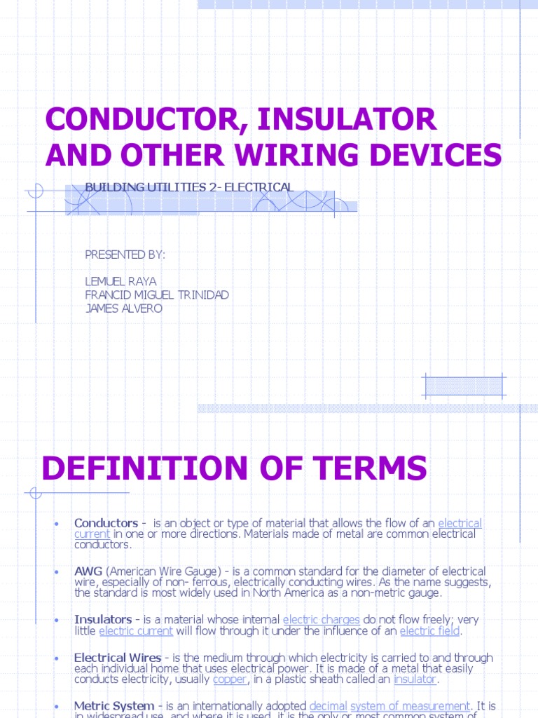 Conductor, Insulator and Other Wiring Devices | PDF | Electrical Wiring ...