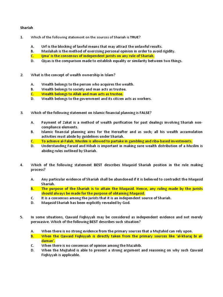 Sample Qs PDF | PDF | Sharia | Taxes