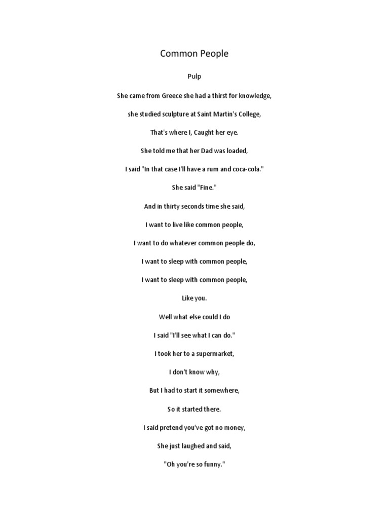 Common People Pulp | PDF