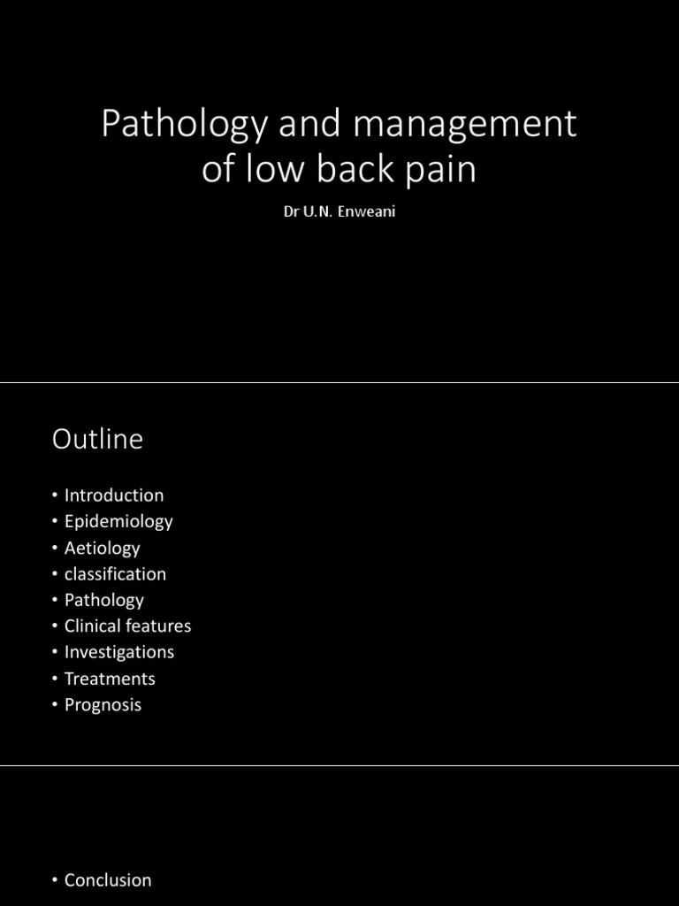 Pathology and Management of Low Back Pain | PDF | Back Pain | Pain