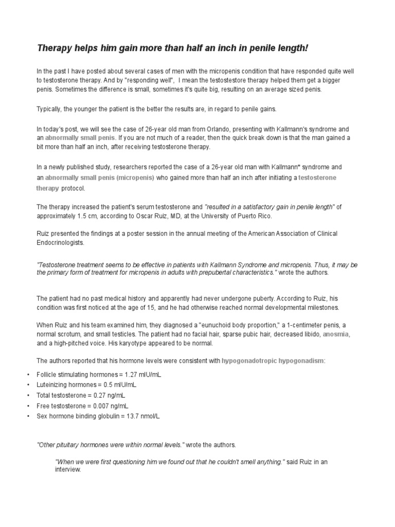 Micropenis Kallman Syndrome Case Study | PDF | Andrology | Sexuality