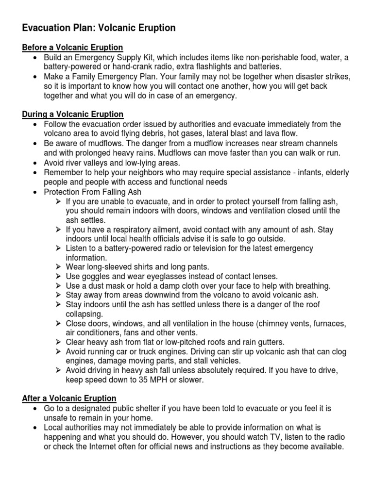 Evacuation Plan: Volcanic Eruption | PDF | Volcanic Ash | Volcano