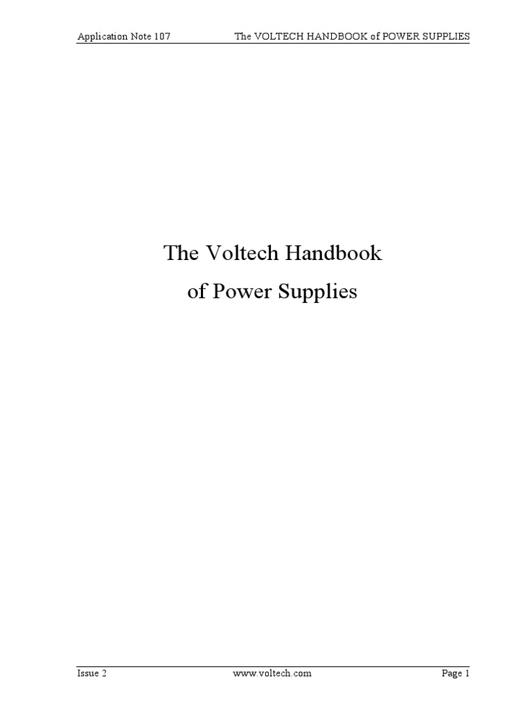 The Voltech Handbook of Power Supplies | PDF | Power Supply | Rectifier