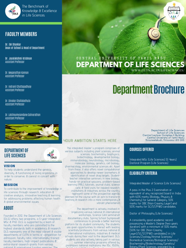 Department of Life Sciences | PDF | Zoology | Botany