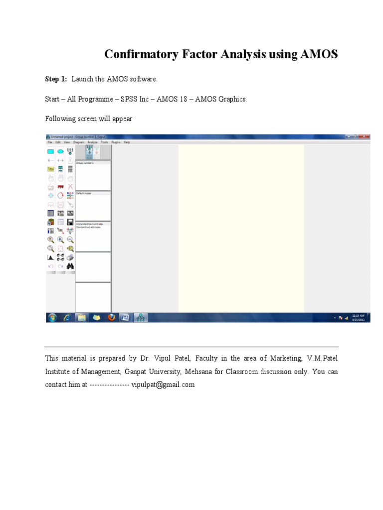 Confirmatory Factor Analysis Using AMOS: Step 1: Launch The AMOS Software | PDF | Factor ...