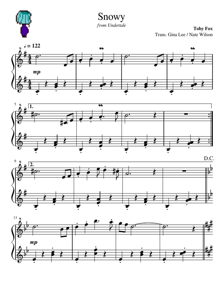 Snowy From Undertale For Piano | PDF | Sports | Leisure