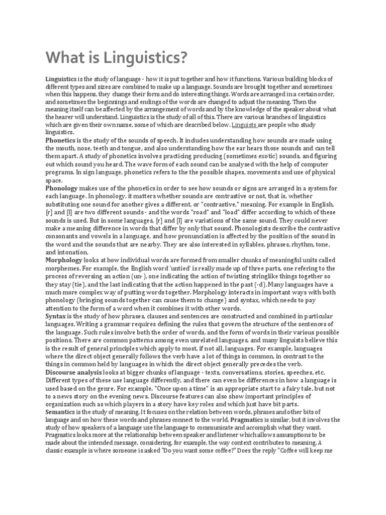 Linguistics Notes | PDF | Semantics | Morphology (Linguistics)