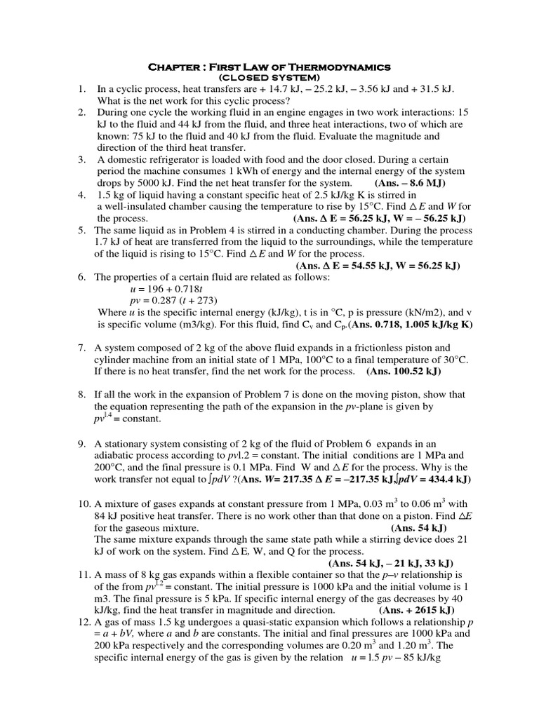 Thermodynamics questions and answers | Enthalpy | Heat
