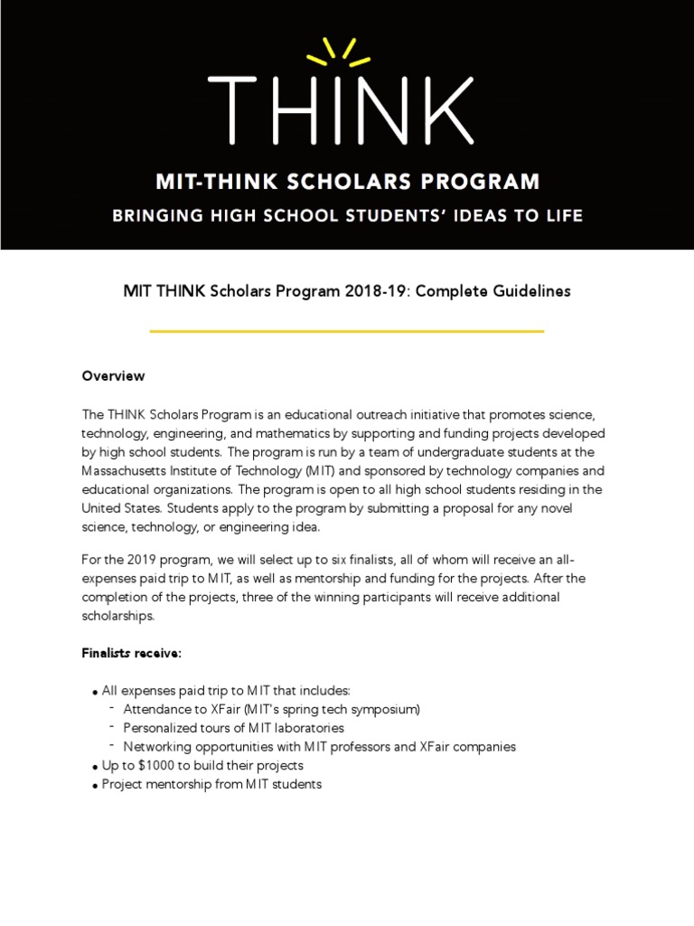 MIT THINK Scholars Program Guide | PDF | Massachusetts Institute Of ...