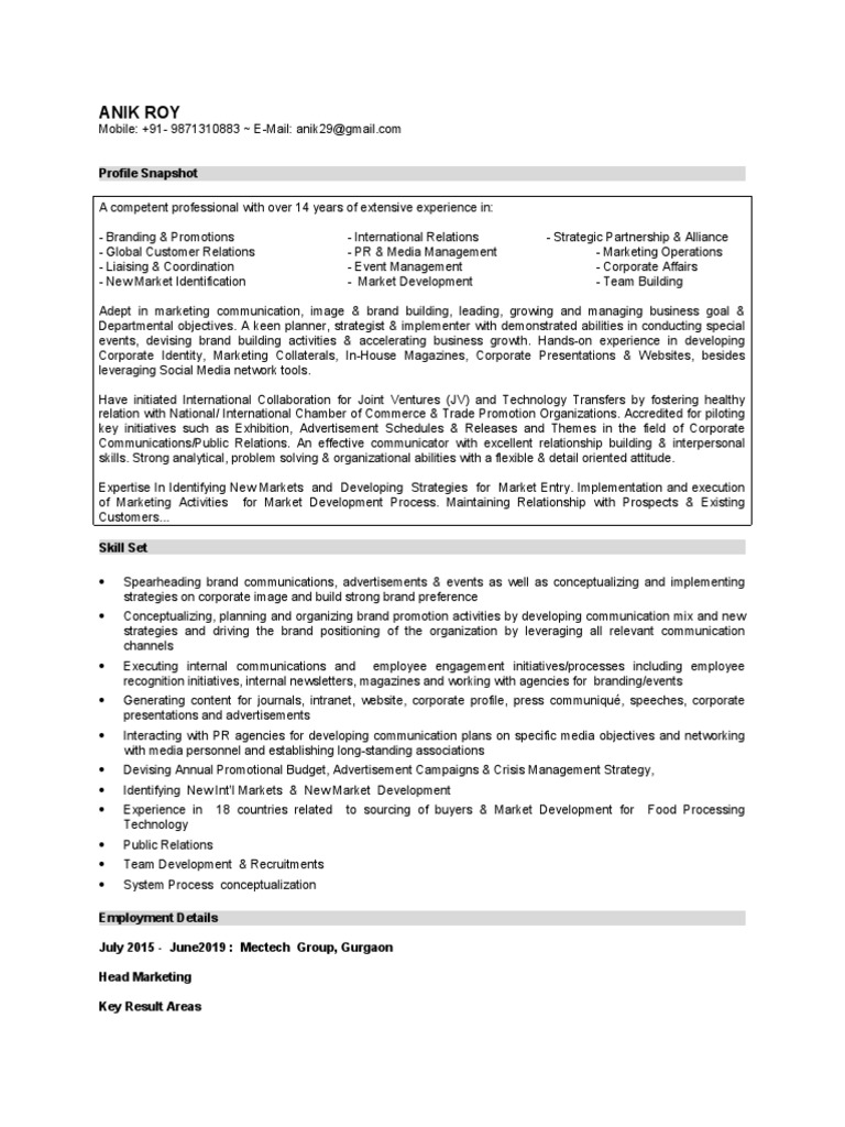 Comprehensive Profile of Anik Roy Highlighting Over 14 Years of Experience in Strategic ...