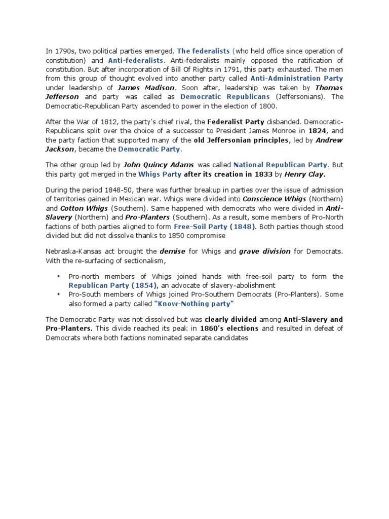 Evolution of Parties Till 1854 | PDF