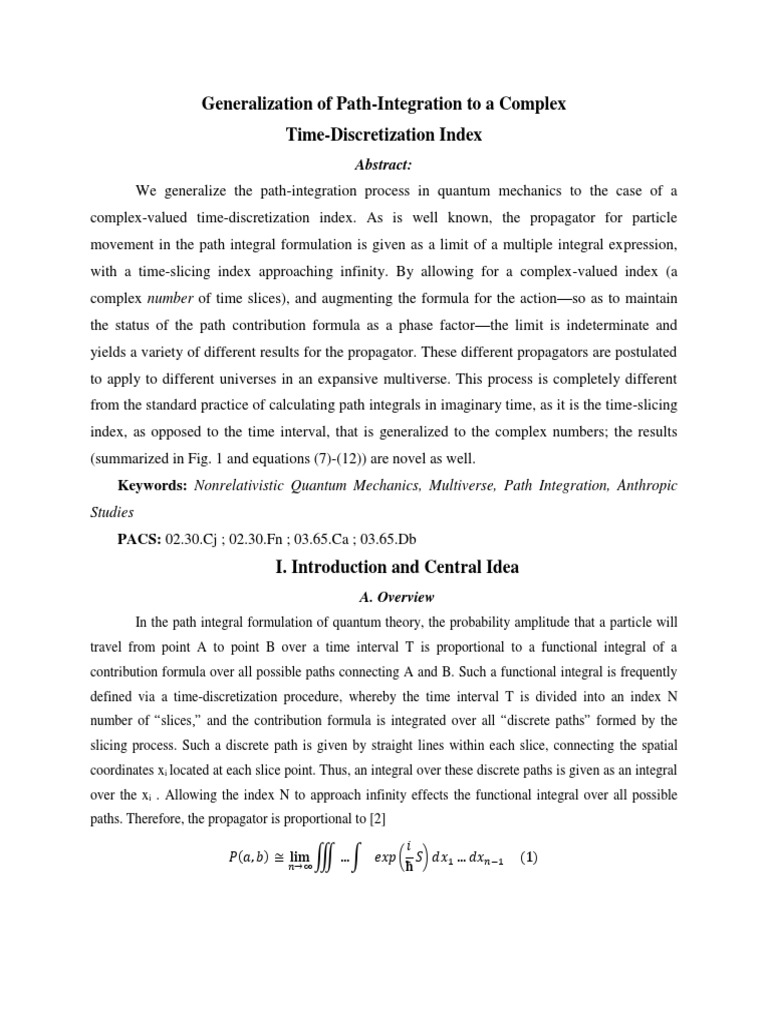 Generalization of Path Integration v021616 PDF | PDF | Complex Number ...