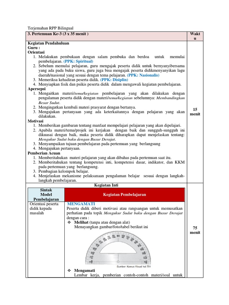 Terjemahan Lesson Plan Bilingual | PDF