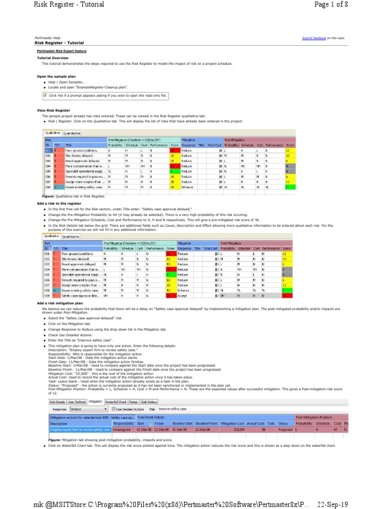 Pertmaster Risk Register | PDF | Climate Change Mitigation | Risk