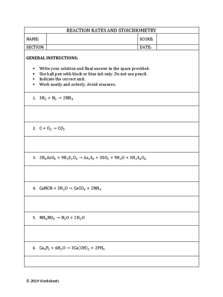 Reaction Rates and Stoichiometry | PDF | Reaction Rate | Chemical ...