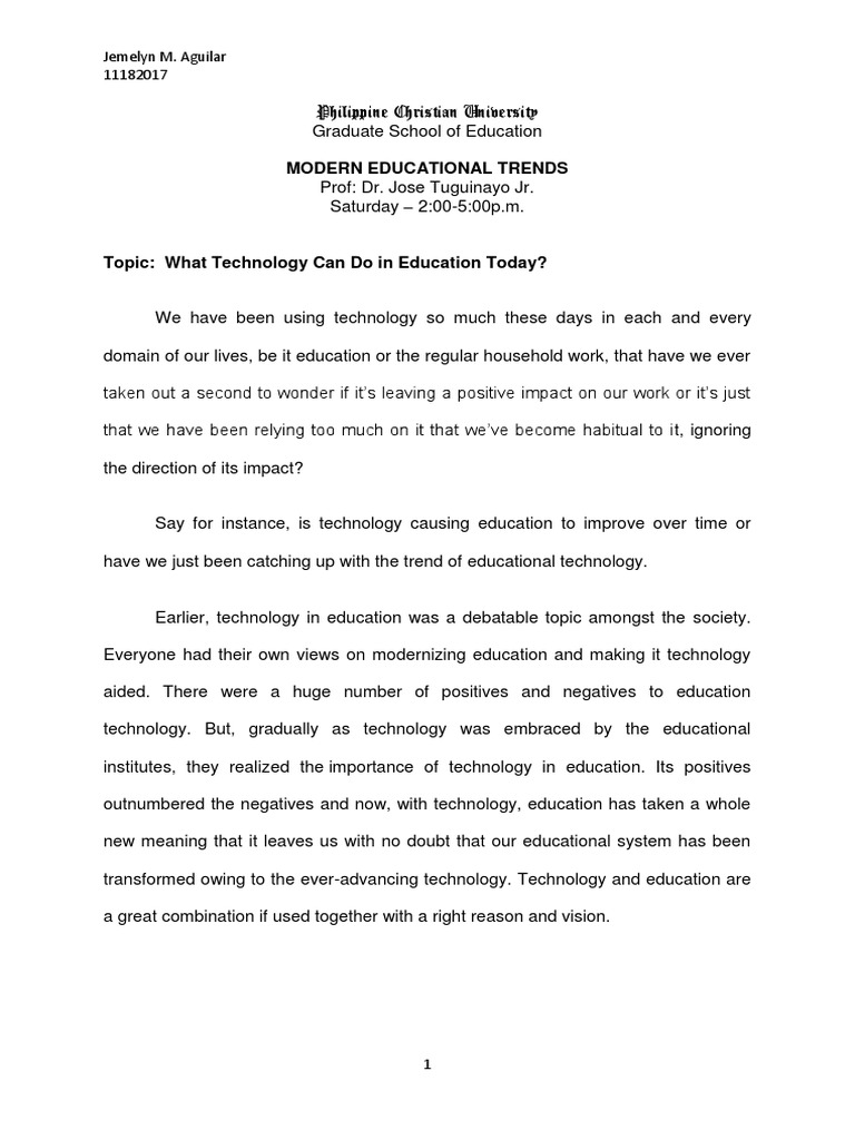 Technology On Education - Assignment | PDF | Educational Technology ...