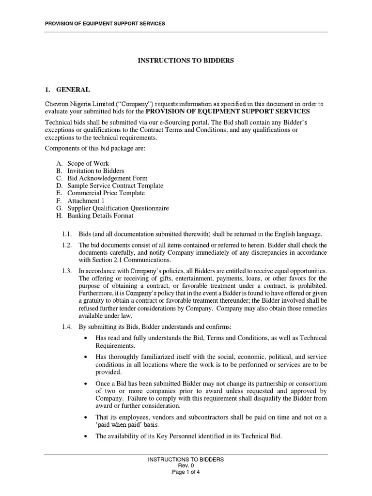 Instruction To Bidder | PDF | General Contractor | United States Dollar