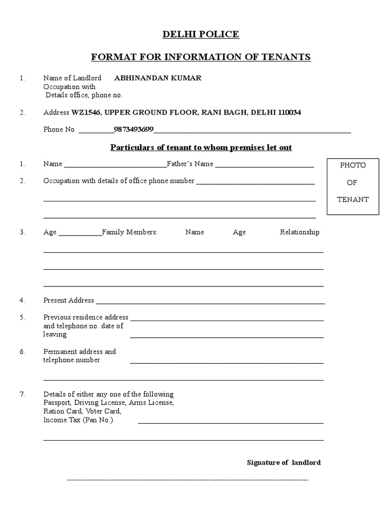 Tenant Verification Form | PDF | Government And Personhood | Government