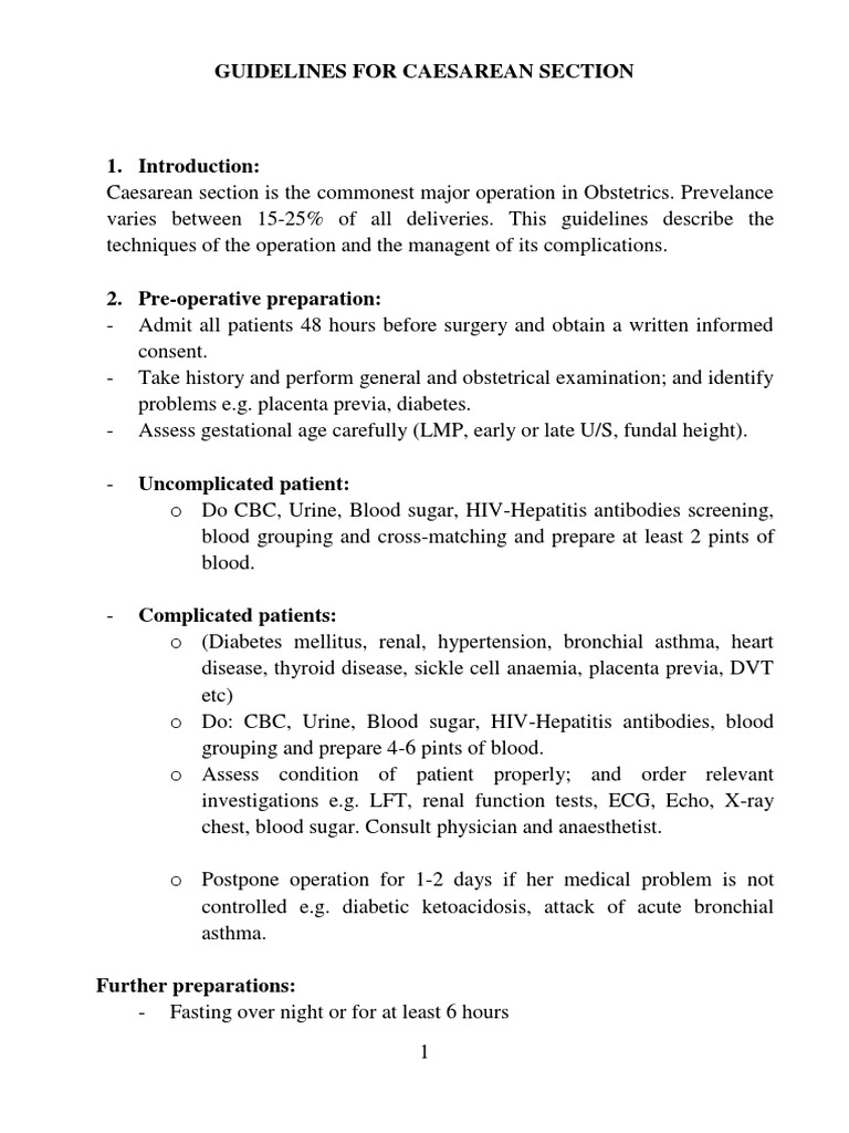 Guidelines For Caesarean Section | PDF | Childbirth | Pelvis