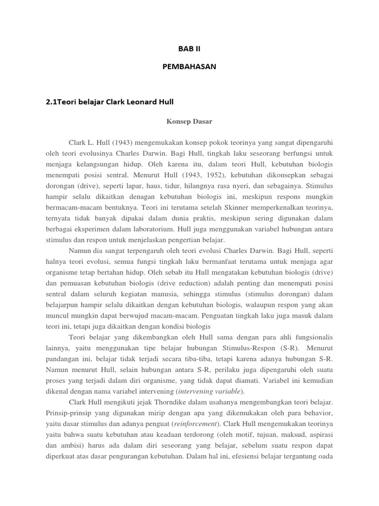 Teori Belajar Clark Leonard Hull | PDF