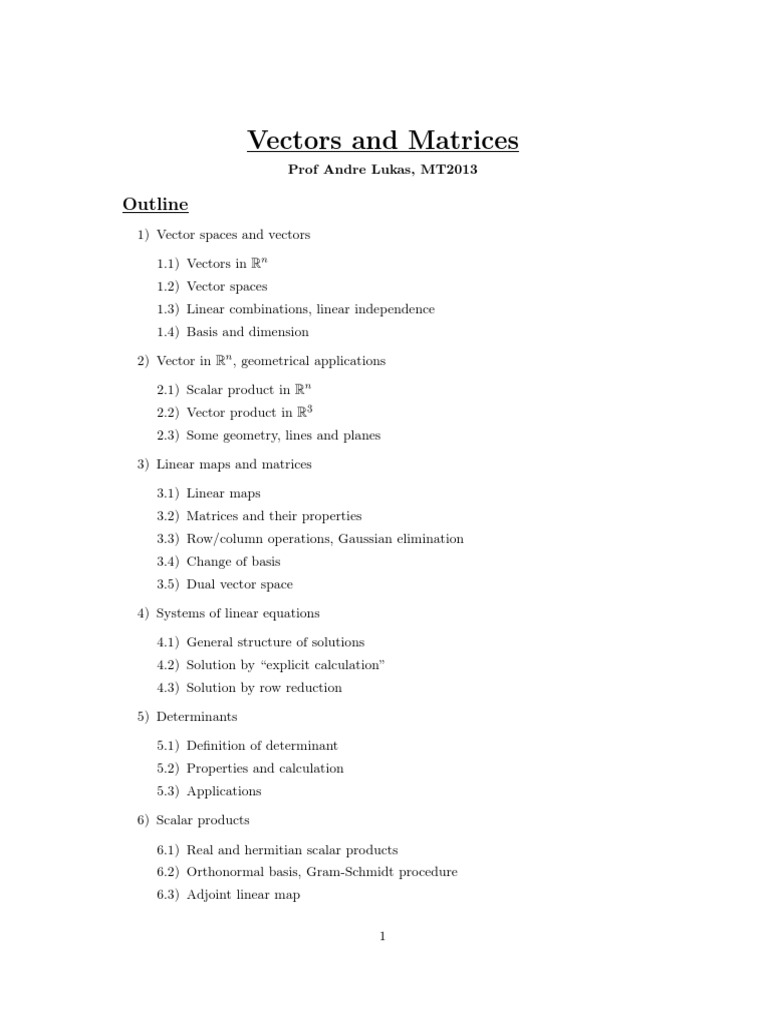 VM Outline | PDF | Linear Algebra | Vector Space