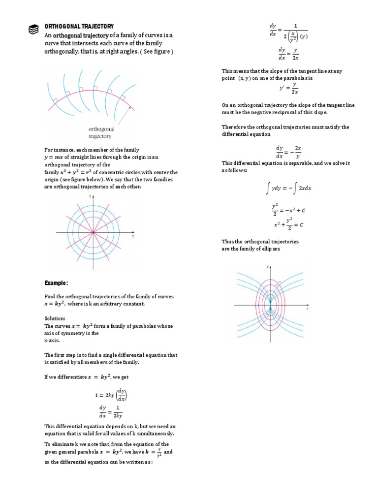 Orthogonal Trajectory | PDF | Trajectory | Tangent