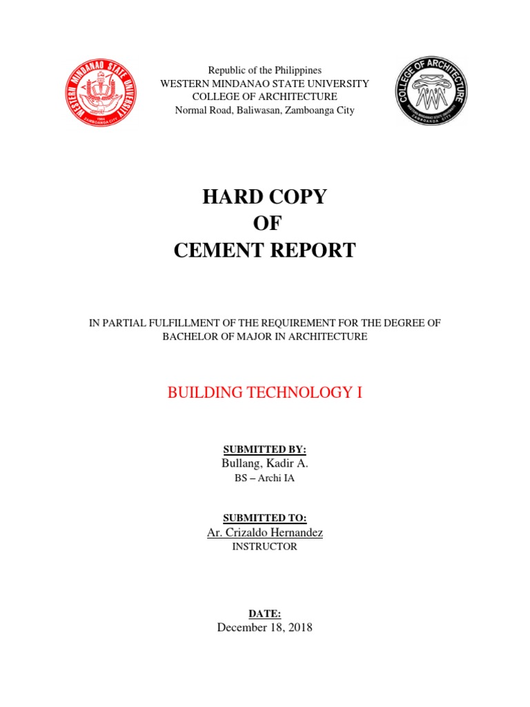 Cement Report for Architecture Degree | PDF