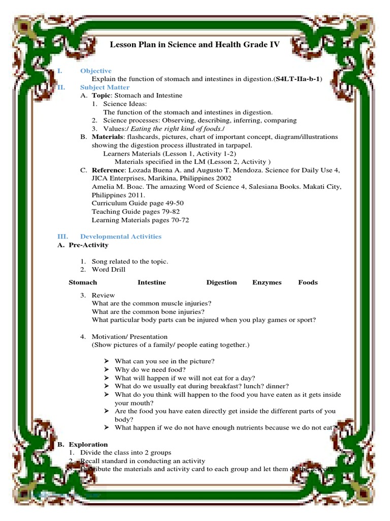 Lesson Plan in Science and Health Grade IV: I. Objective II. Subject ...