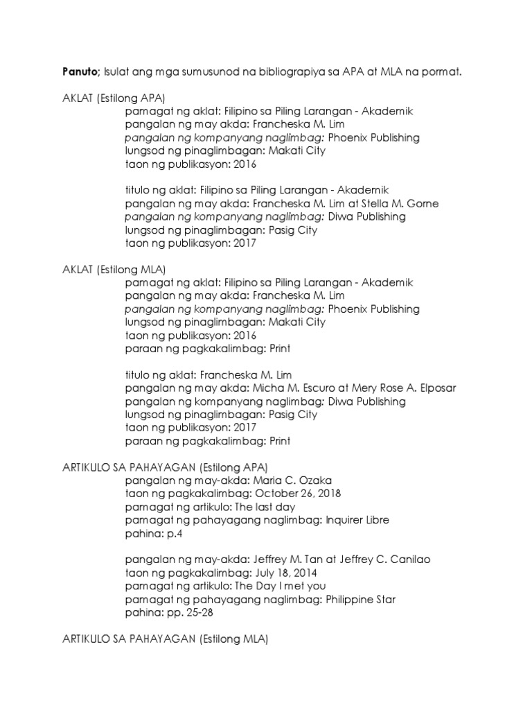 Activity Bibliograpiya | PDF